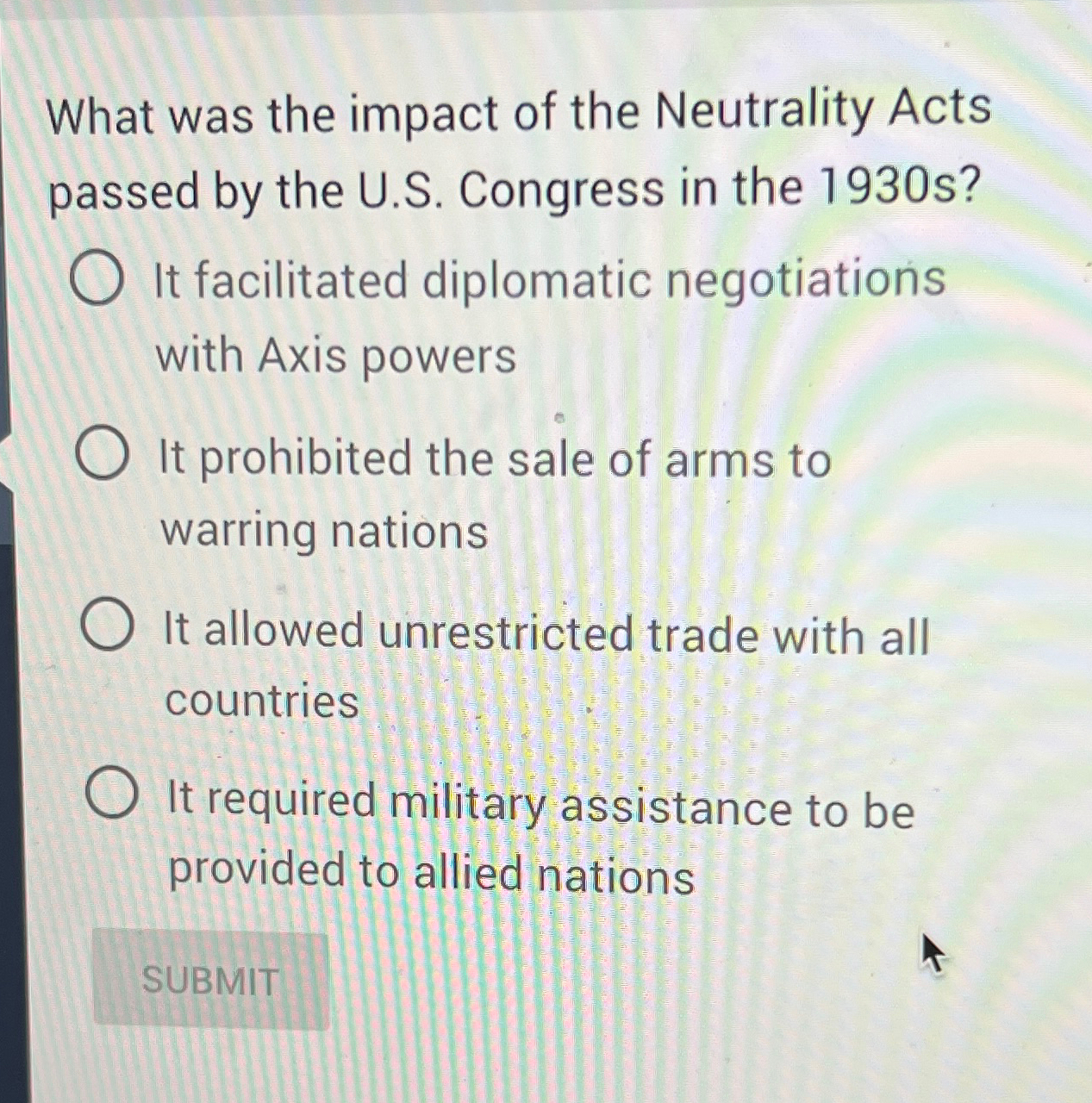 Solved What was the impact of the Neutrality Acts passed by | Chegg.com