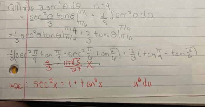 Solved Evaluate S2sec^4(x)dx, (pi/6,pi/4) Type an exact | Chegg.com