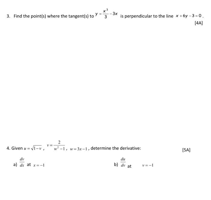 Solved 3. Find the point(s) where the tangent(s) to y=3x3−3x | Chegg.com