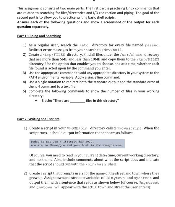 Solved This assignment consists of two main parts. The first | Chegg.com