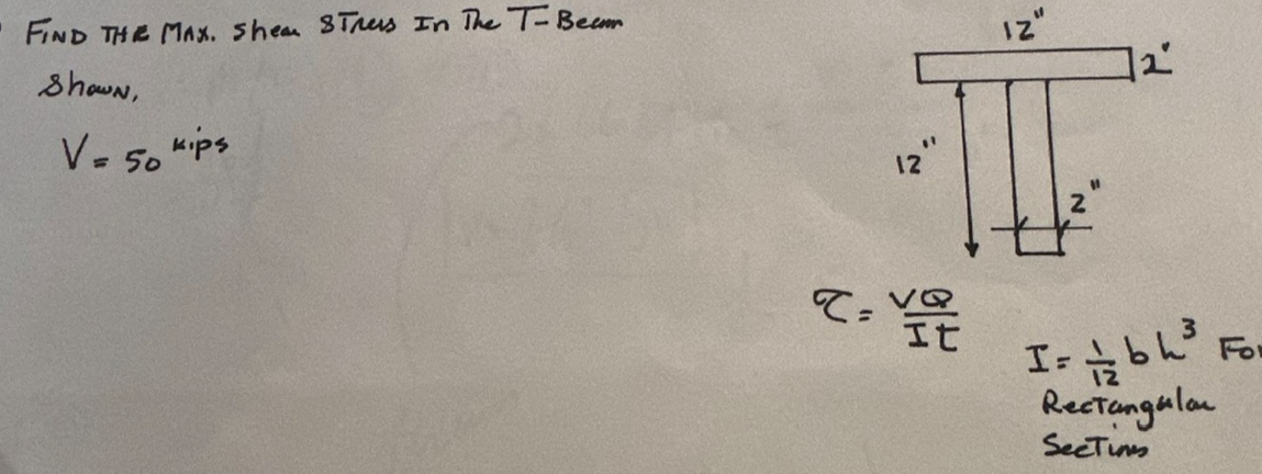 Solved Find the Max. Shean sTrees In the T - ﻿Beam | Chegg.com