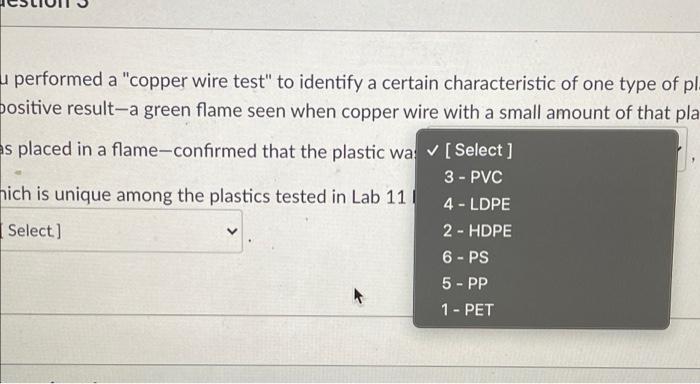 Solved You performed a "copper wire test" to identify a | Chegg.com