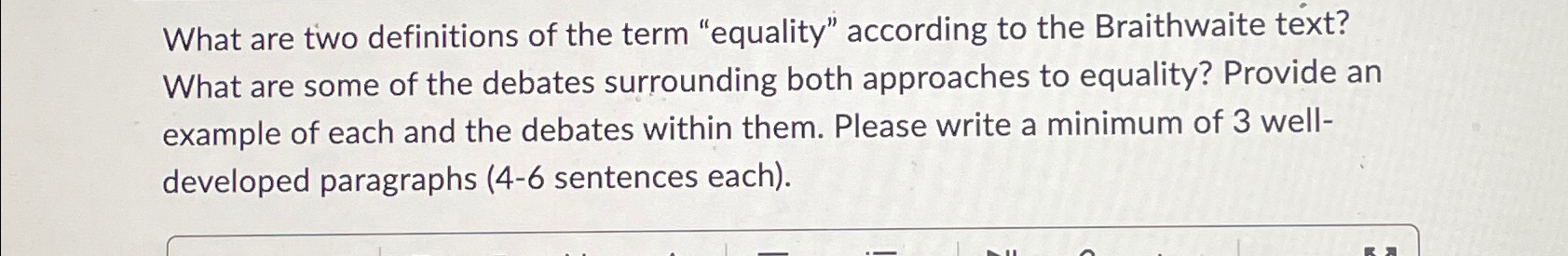 Solved What are two definitions of the term "equality" | Chegg.com