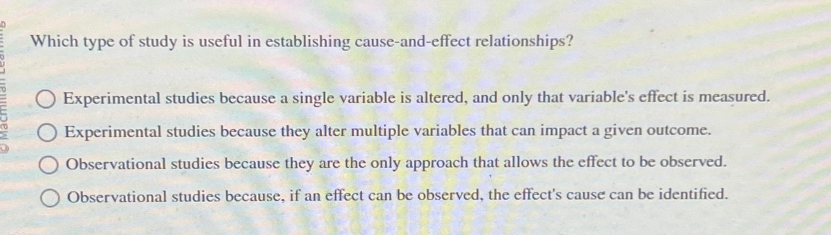 Solved Which type of study is useful in establishing | Chegg.com