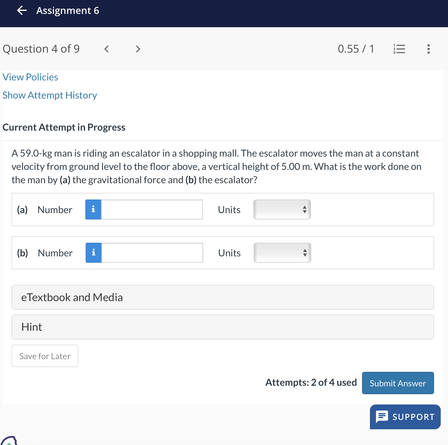 Solved Assignment 6Question 4 ﻿of 90.55 / 1View PoliciesShow | Chegg.com