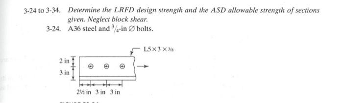 Solved 3-24 to 3-34. Determine the LRFD design strength and | Chegg.com