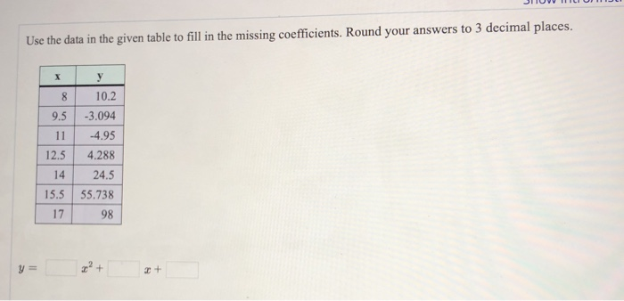 Solved Use the data in the given table to fill in the | Chegg.com