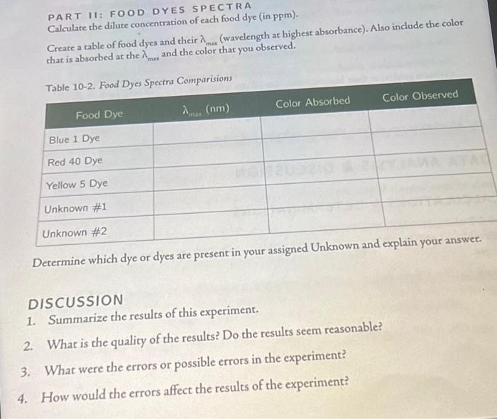 Solved use the written information to fill out table and | Chegg.com