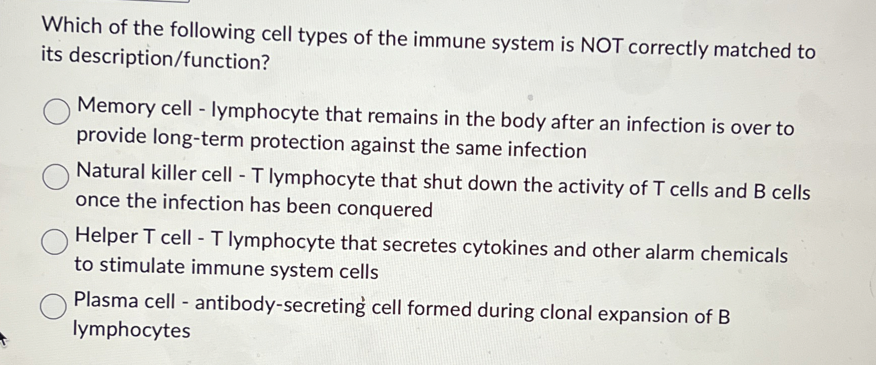 Solved Which of the following cell types of the immune | Chegg.com