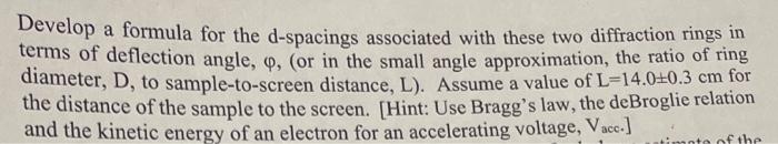 Solved Develop a formula for the d-spacings associated with | Chegg.com