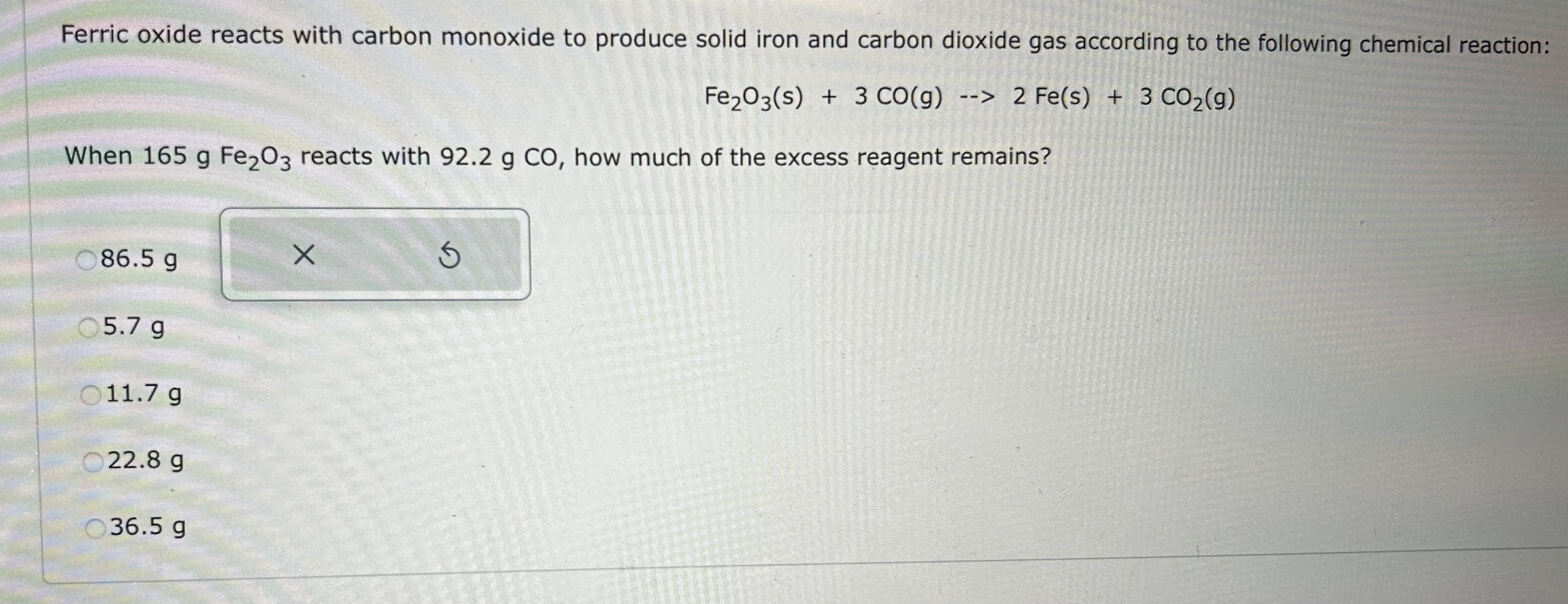 Solved Ferric oxide reacts with carbon monoxide to produce | Chegg.com