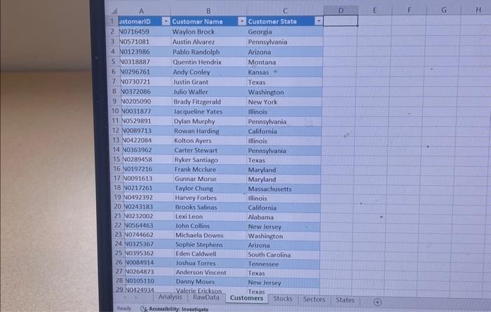 Solved - In the State column (column C), enter a VLOOKUP() | Chegg.com