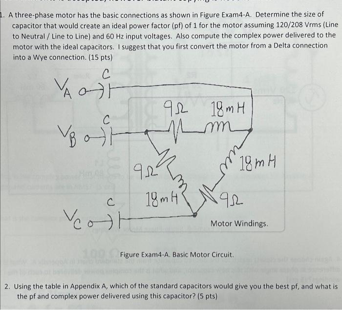Solved A three-phase motor has the basic connections as | Chegg.com