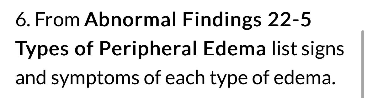 Solved From Abnormal Findings 22-5Types of Peripheral Edema | Chegg.com