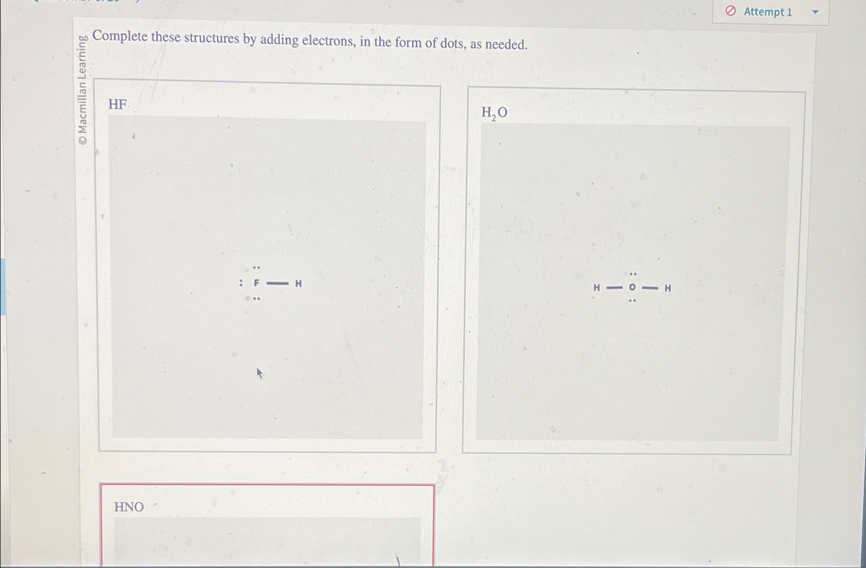 Complete these structures by adding electrons, in the | Chegg.com