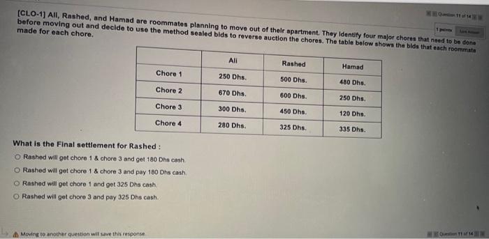 Solved [CLO-1] AII, Rashed, and Hamad are roommaten planning | Chegg.com