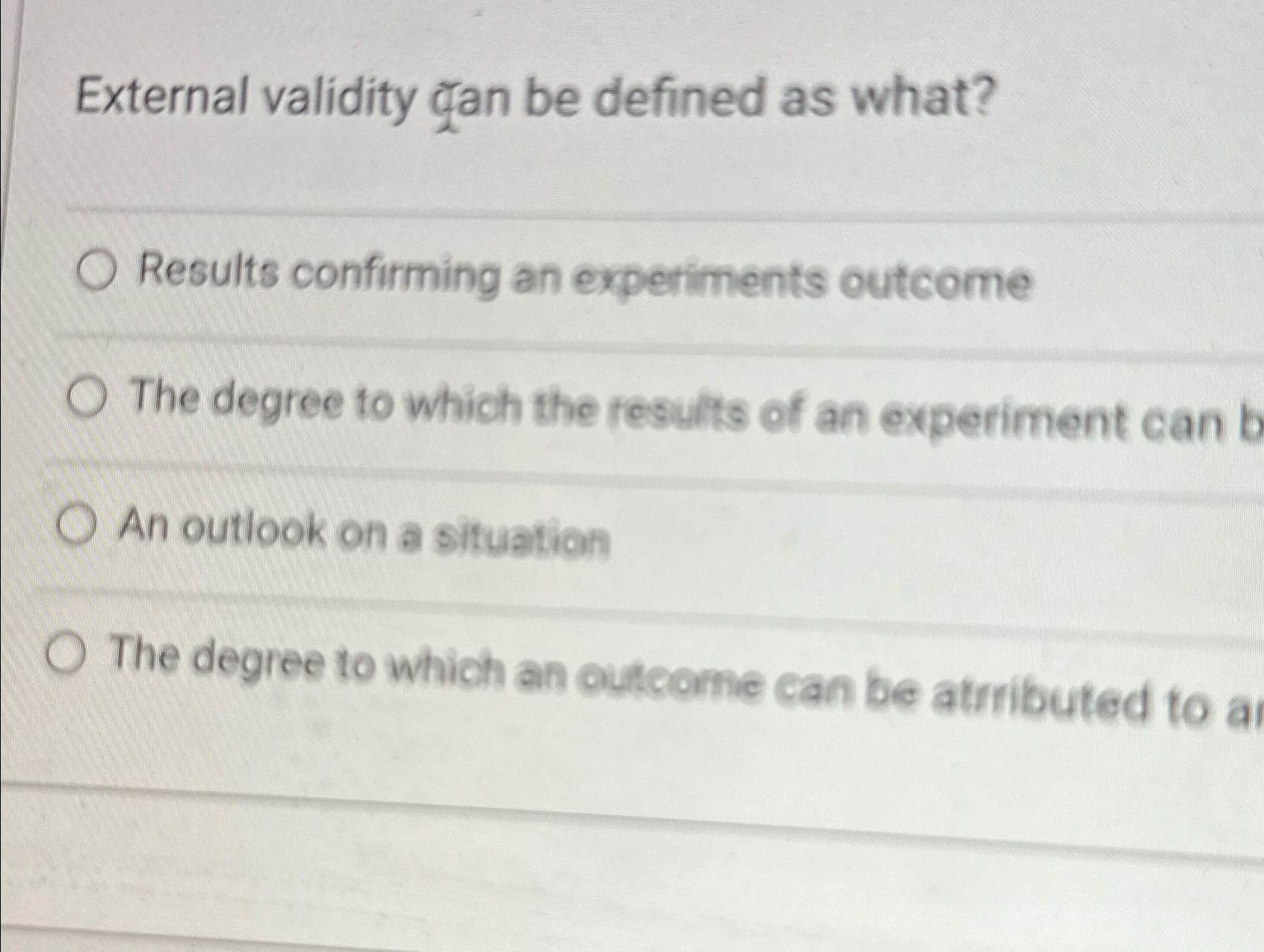 Solved External validity quan be defined as what?Results | Chegg.com