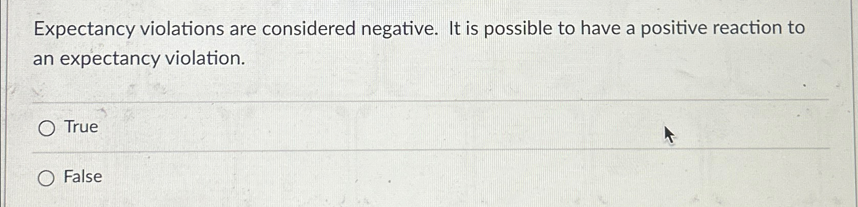 Solved Expectancy violations are considered negative. It is | Chegg.com