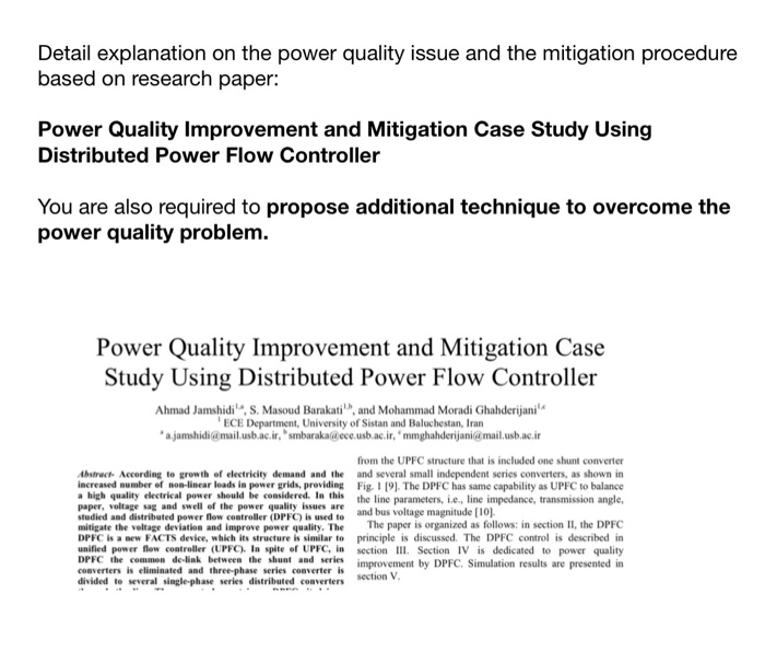 Solved Detail explanation on the power quality issue and the | Chegg.com