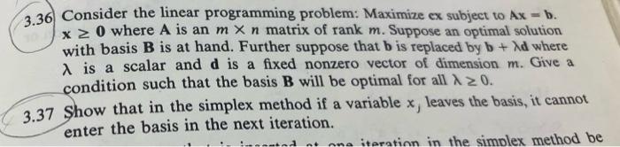 Solved 3.36 Consider the linear programming problem: | Chegg.com