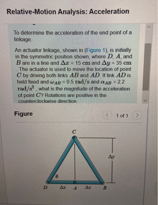 Solved Relative-Motion Analysis: Acceleration To determine | Chegg.com
