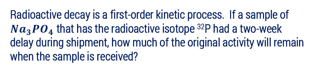 Solved Radioactive decay is a first-order kinetic process. | Chegg.com