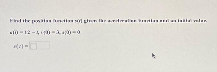 Solved Find the position function s(t) given the | Chegg.com