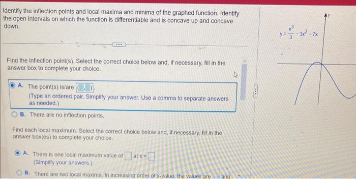 Solved Identify the inflection points and local maxima and | Chegg.com