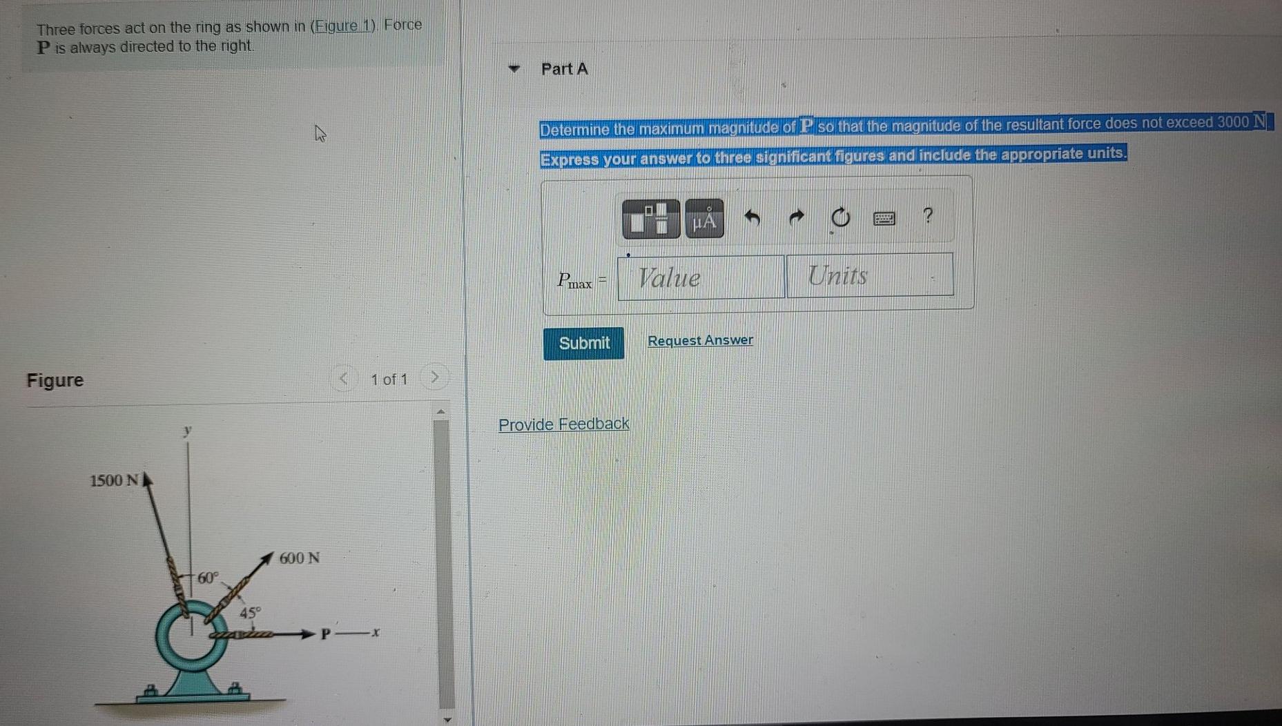 Solved Three forces act on the ring as shown in (Figure 1). | Chegg.com