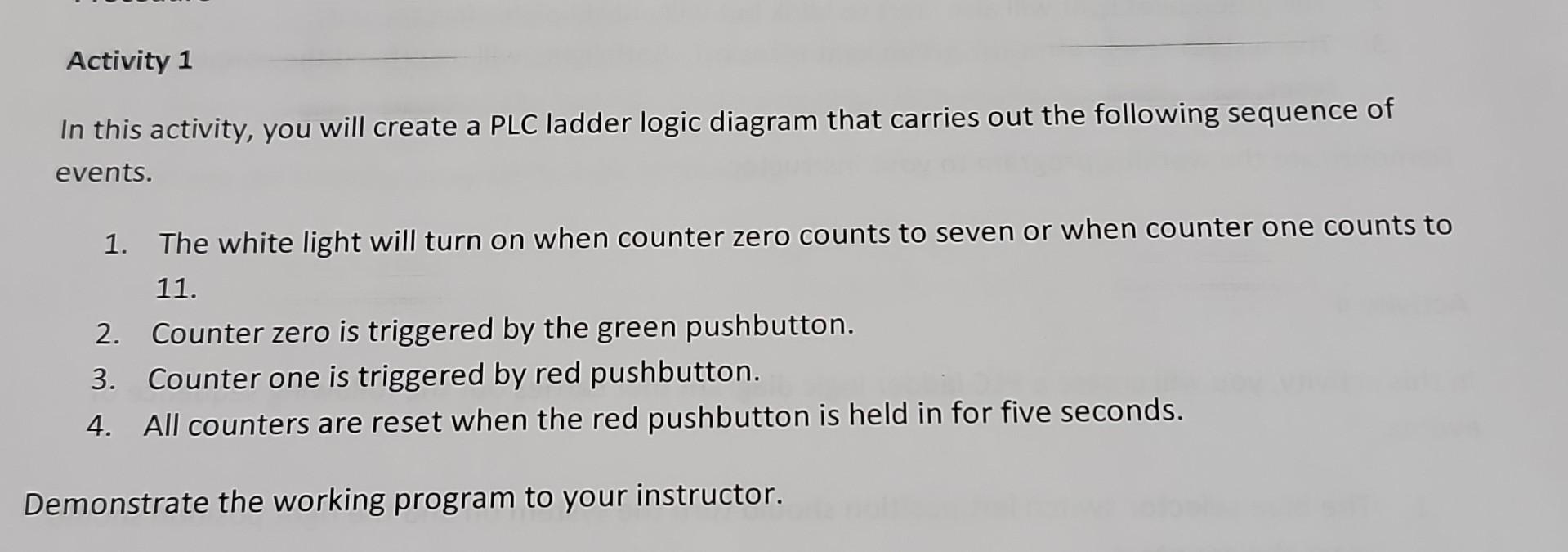 Solved In this activity, you will create a PLC ladder logic | Chegg.com