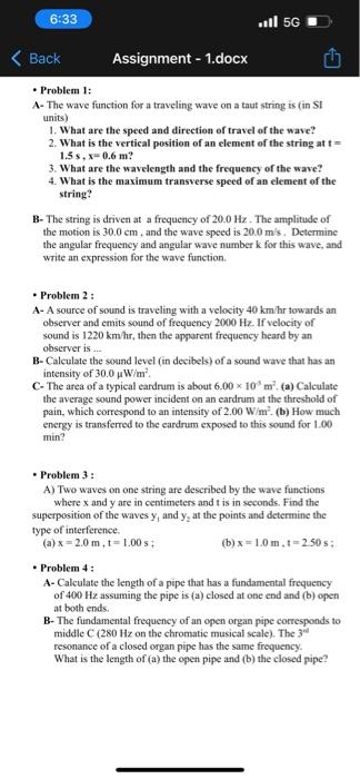 - Problem 3 : A) Two waves on one string are | Chegg.com