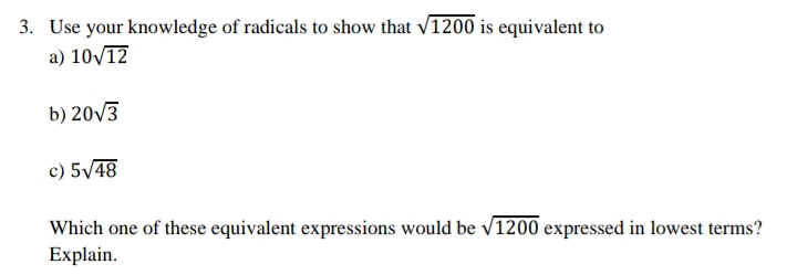 Solved Use your knowledge of radicals to show that 12002 ﻿is | Chegg.com