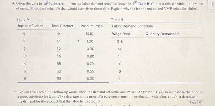 Solved 4 and 5 please help. thanks! 4. Given the data in | Chegg.com
