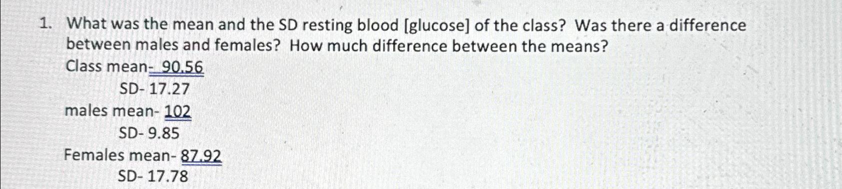 Solved Was there a difference between males and females? How | Chegg.com