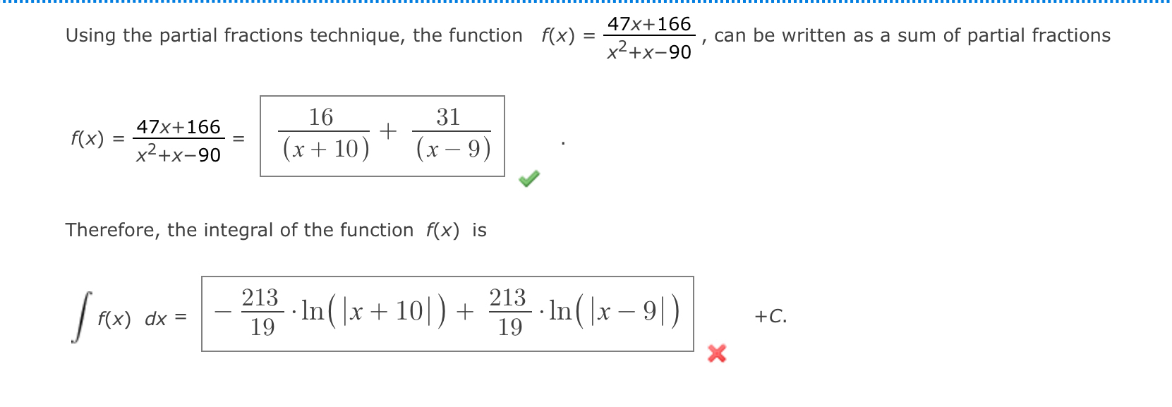 Solved Using the partial fractions technique, the function | Chegg.com