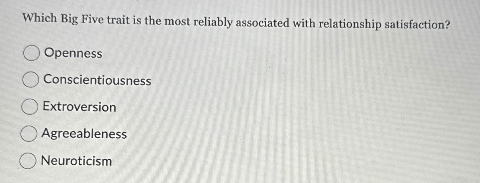Solved Which Big Five trait is the most reliably associated | Chegg.com