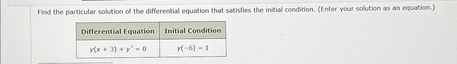 Solved Find the particular solution of the differential | Chegg.com