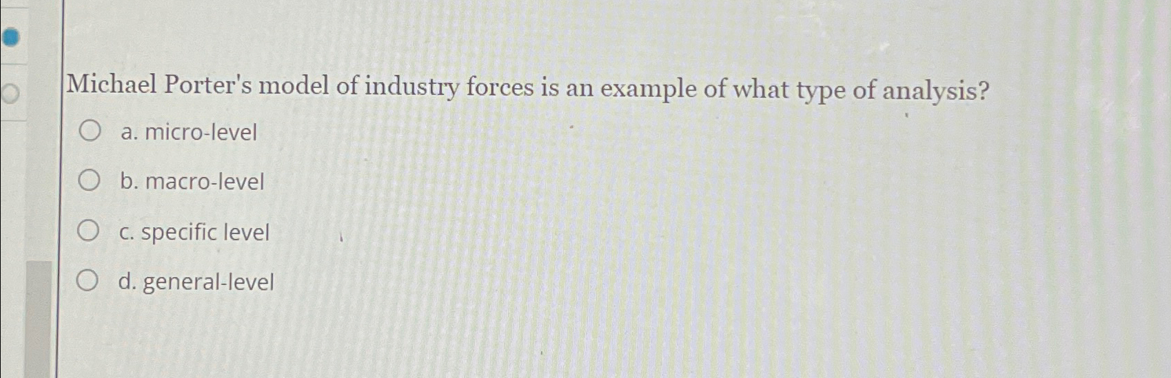 Solved Michael Porter's model of industry forces is an | Chegg.com