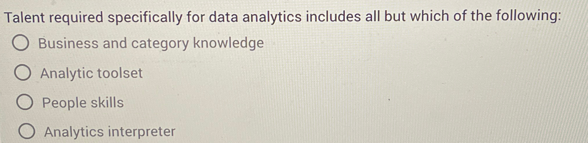 Solved Talent required specifically for data analytics | Chegg.com
