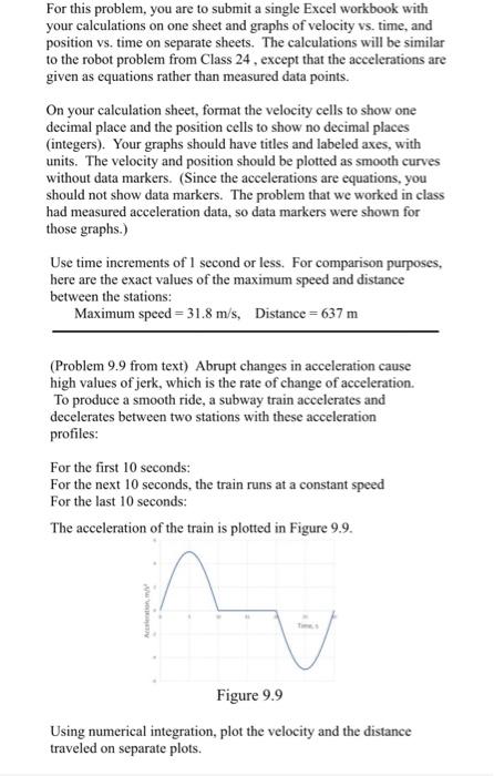 Solved your calculations on one sheet and graphs of velocity | Chegg.com