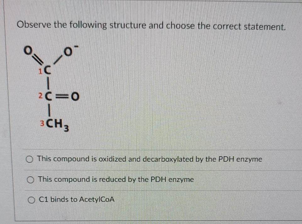 Solved Observe the following structure and choose the | Chegg.com