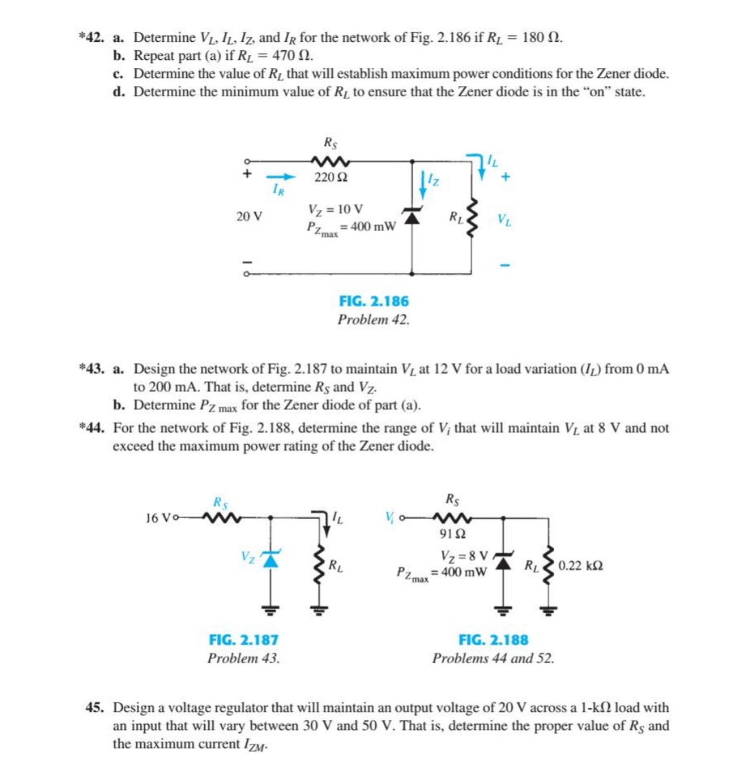 *42. ﻿a. ﻿Determine VL,IL,IZ, ﻿and IR ﻿for the | Chegg.com