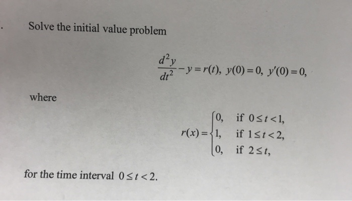 Solved Solve the initial value problem d2y dt2 --y = r(t), | Chegg.com