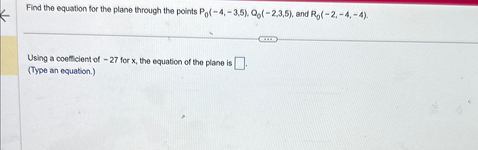 Solved Find the equation for the plane through the points | Chegg.com