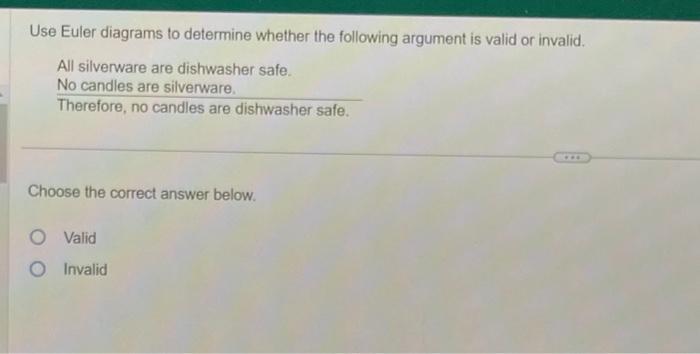 Solved Use Euler diagrams to determine whether the following | Chegg.com