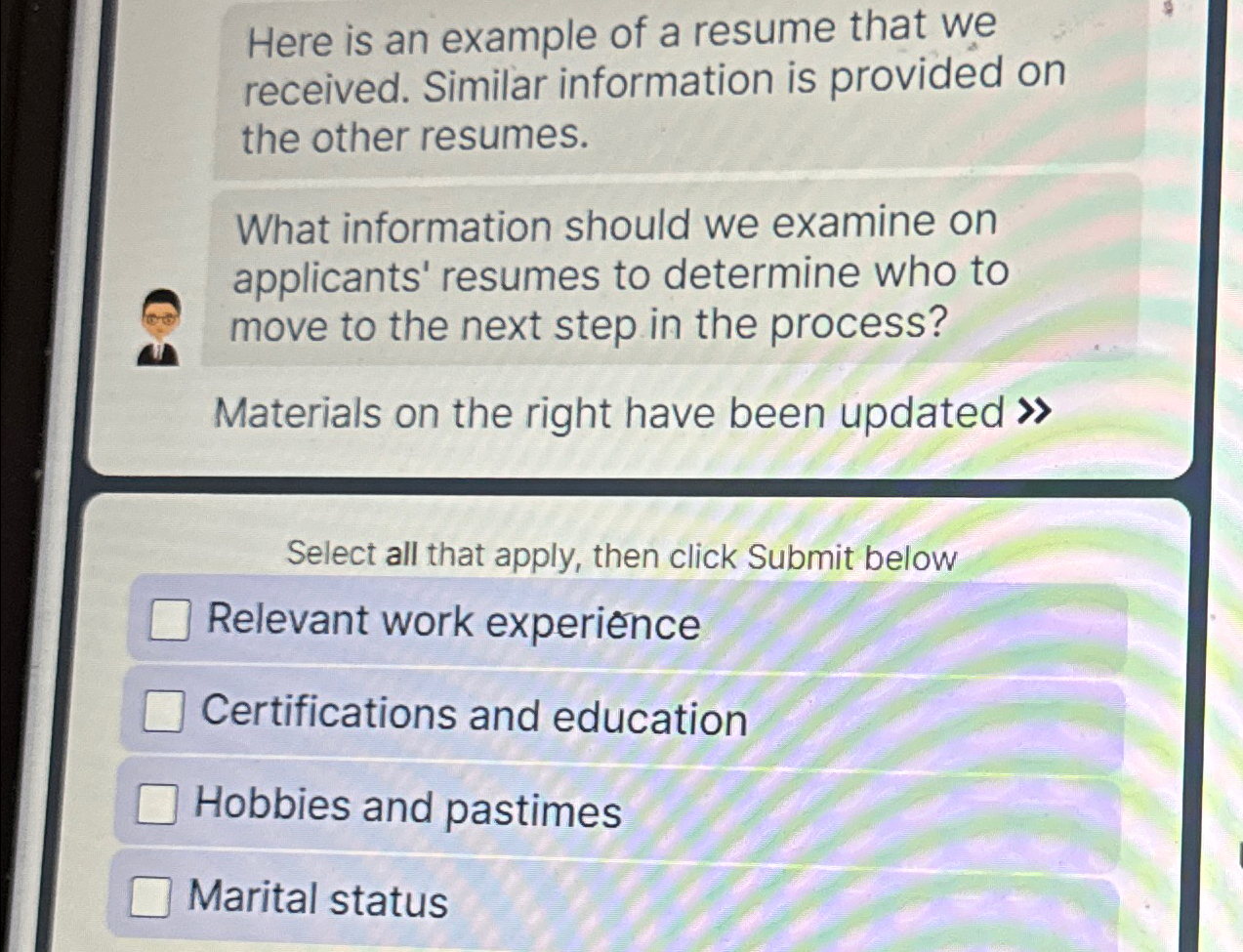 Solved Here is an example of a resume that we received. | Chegg.com