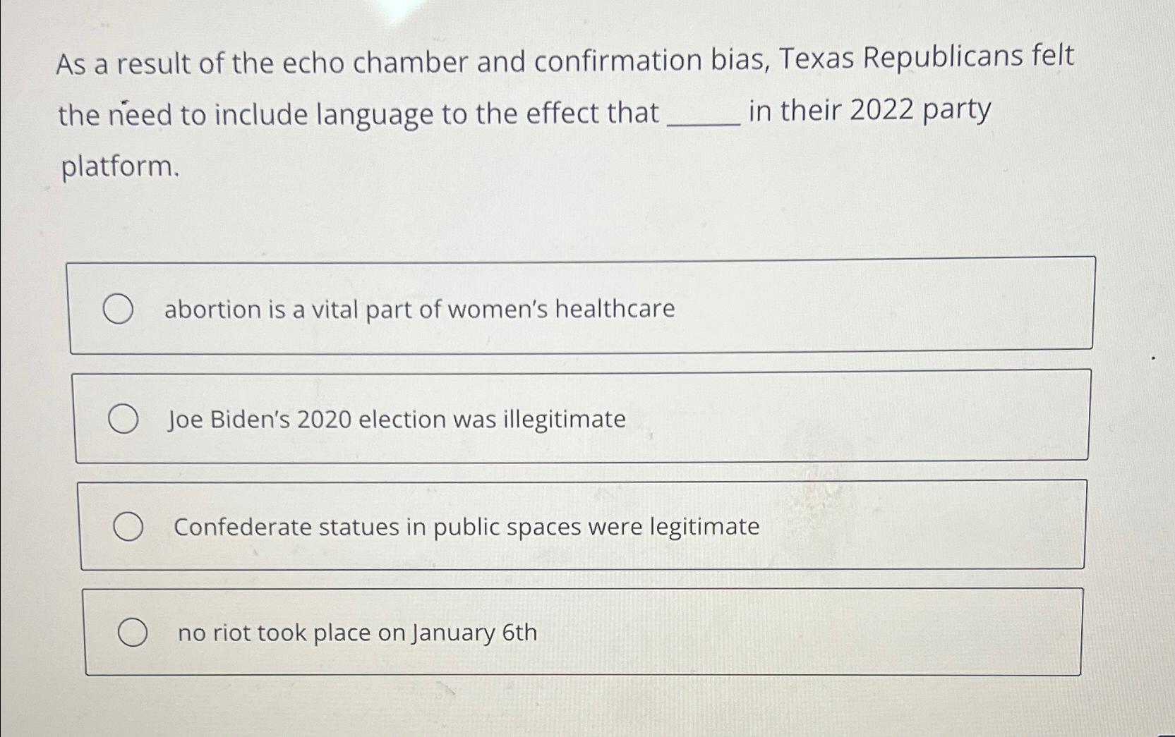 Solved As a result of the echo chamber and confirmation | Chegg.com