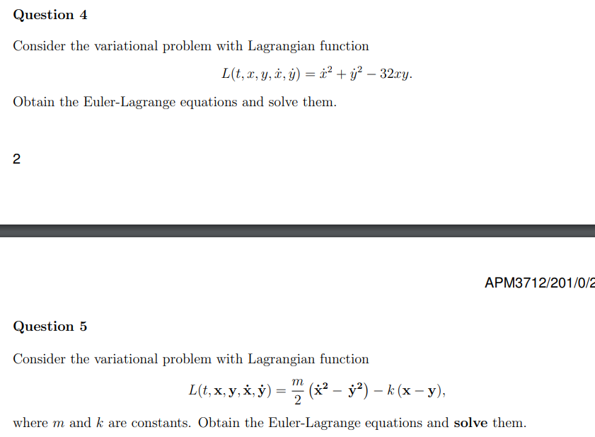 Solved Question 4Consider the variational problem with | Chegg.com