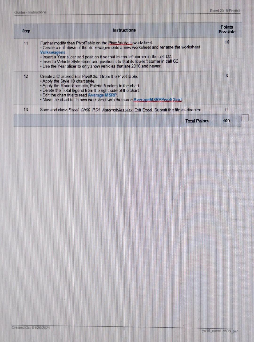 Solved Y019_Excel_Ch06_PS1_Automobiles Project | Chegg.com