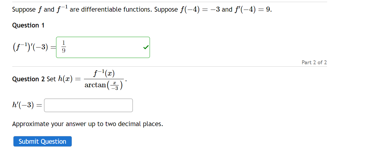 Solved Suppose f ﻿and f-1 ﻿are differentiable functions. | Chegg.com